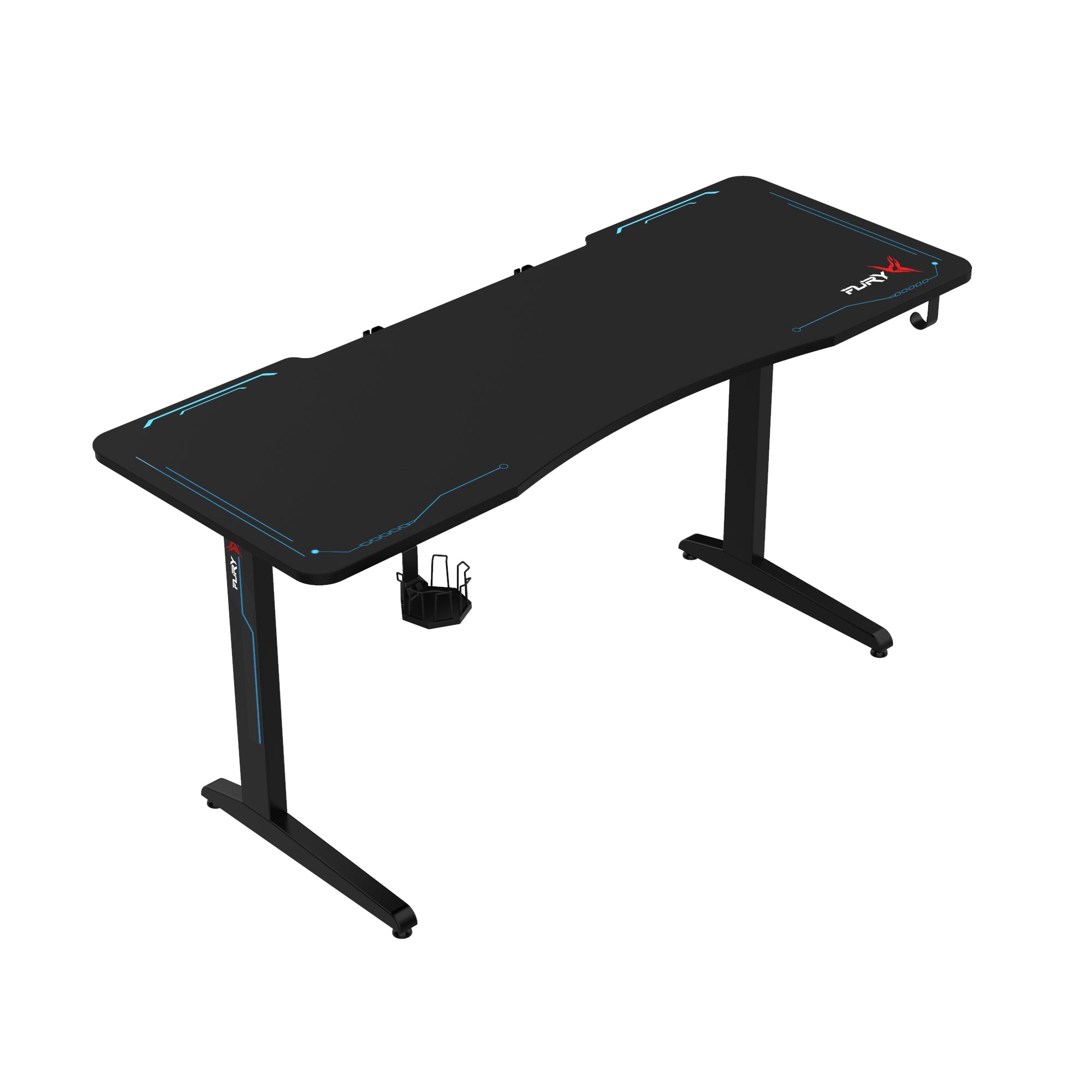FuryX Gaming Desk with L-Shaped Legs & RGB Mousepad - 160cm Black ...